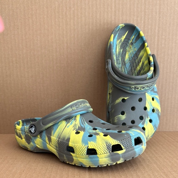 CROCS | Shoes | Crocs Yellow And Blue Water Shoes With Perforated ...